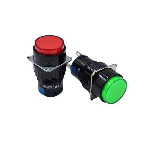 Nút nhấn có đèn tự khóa, quy cách: LAS1-AY-11/G/24V/S15, hiệu: ONPOW ...